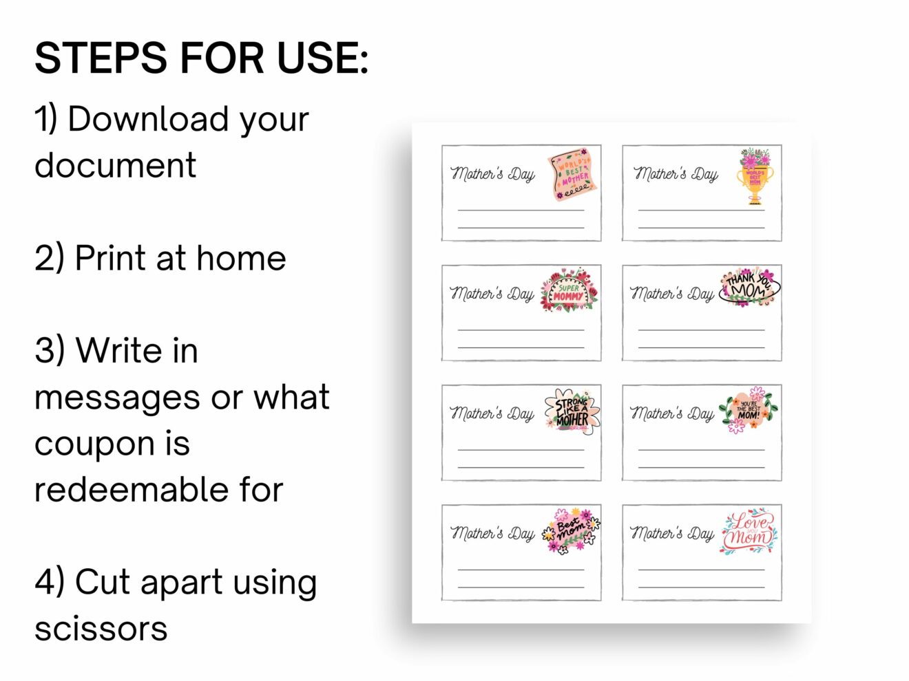 Mother's Day Coupon Cards | Joyful Messes
